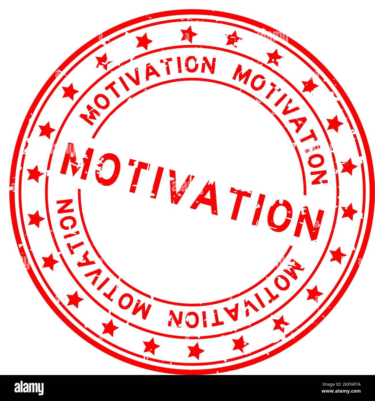 Grunge red motivation word with star icon round rubber seal stamp on white background Stock ...