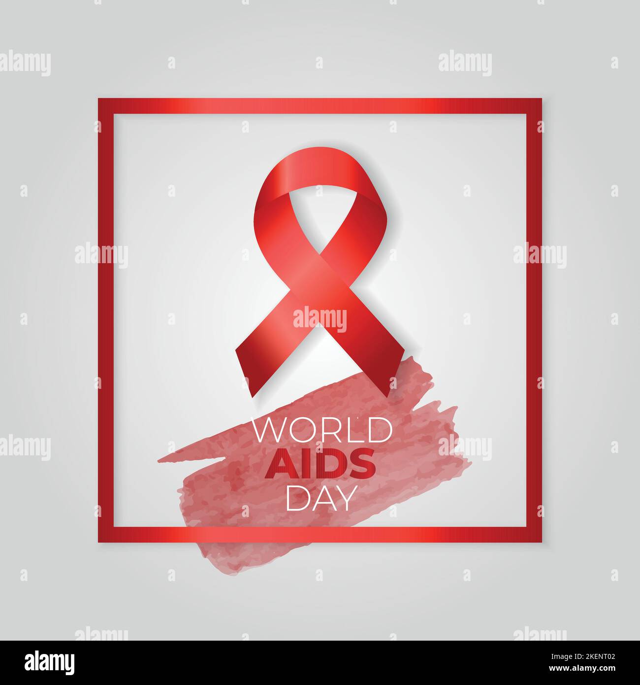 Vector in square format of a framed red ribbon, and a blood stain, symbol of world aids day ...