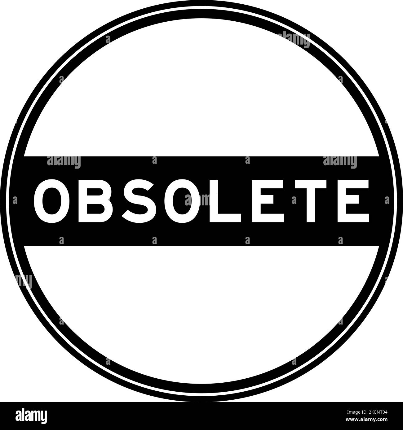 Black color round seal sticker in word obsolete on white background ...