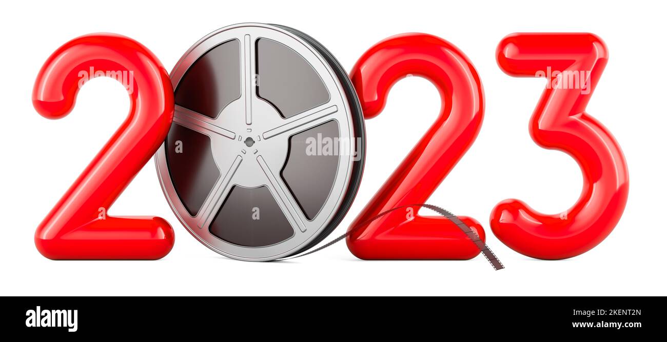 2023 cinema concept, 3D rendering isolated on white background Stock ...