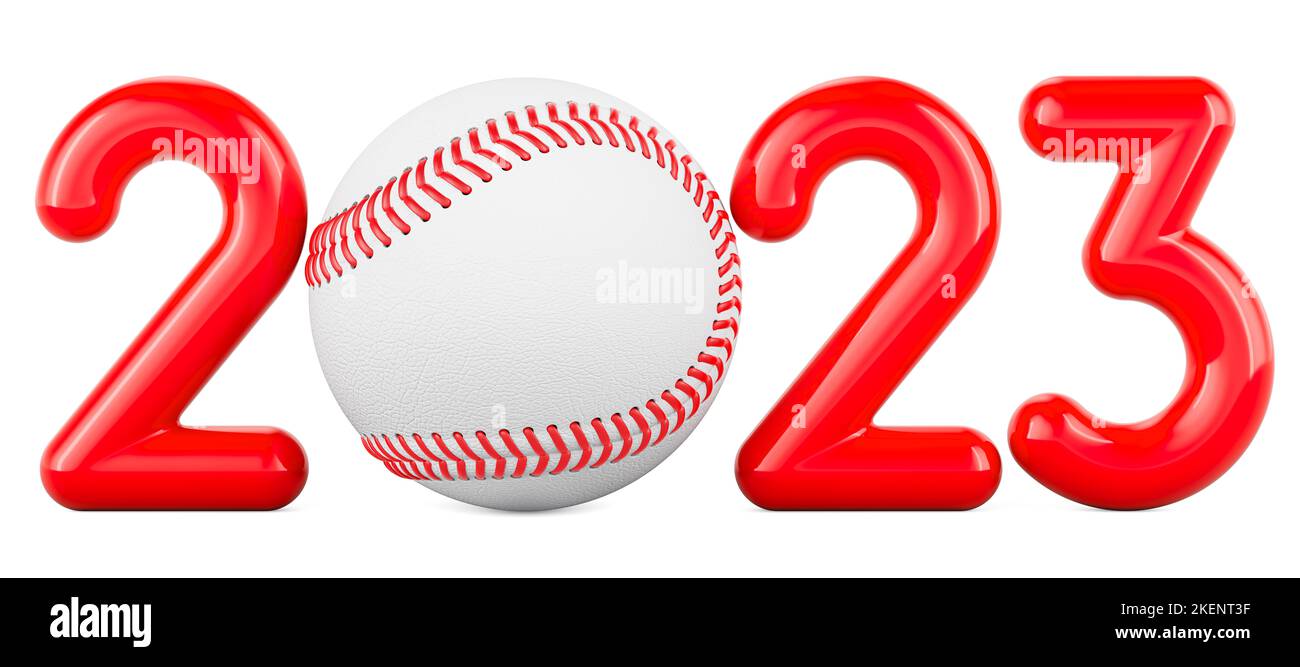 Baseball 2023 with baseball ball, concept. 3D rendering isolated on ...