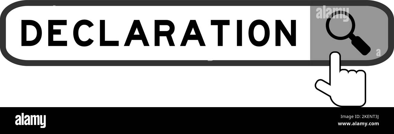 Search banner in word declaration with hand over magnifier icon on ...