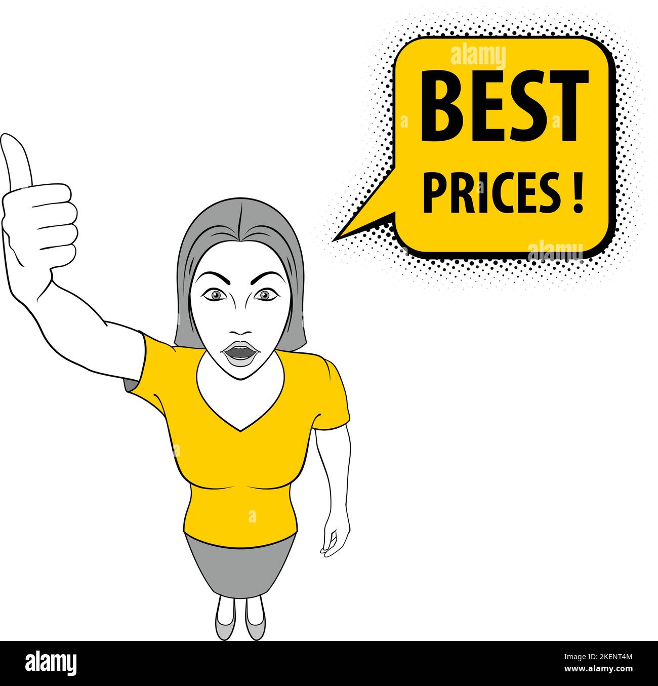 Illustration of a Woman Giving a Thumbs Up. Best Prices Stock Vector ...