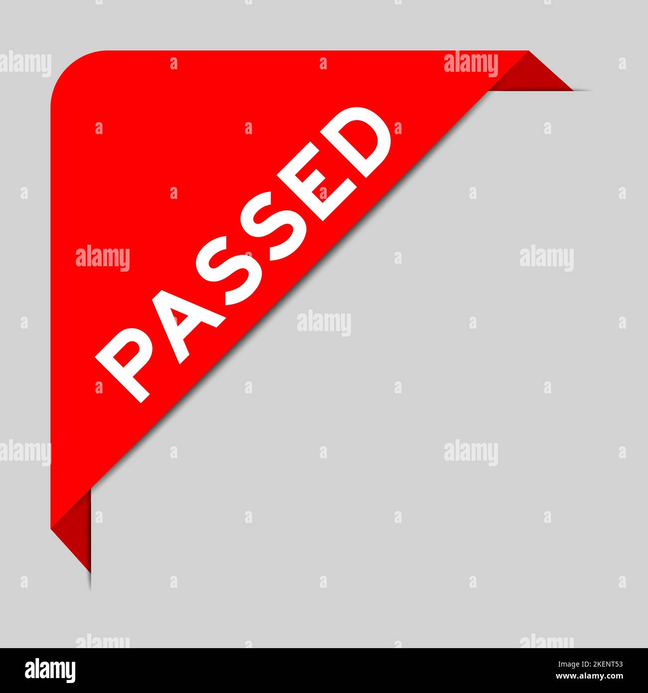Red color of corner label banner with word passed on gray background ...