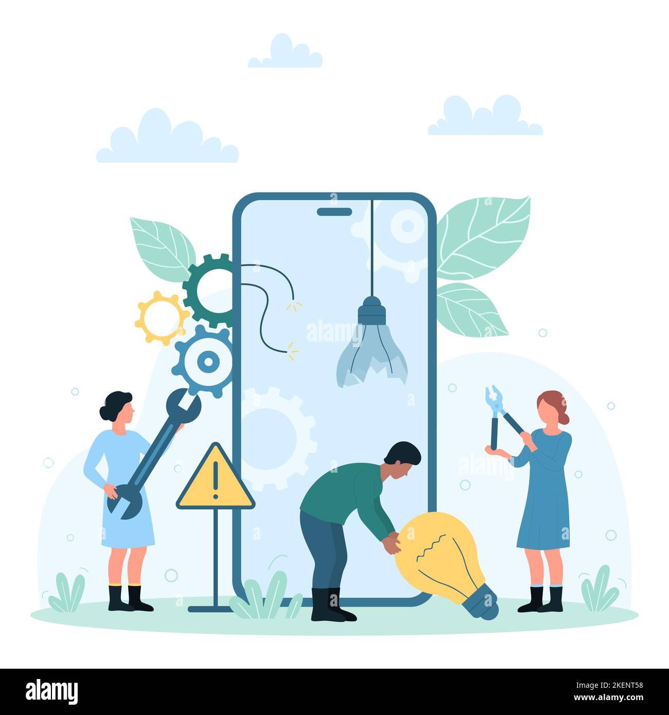Mobile phone repair and maintenance service vector illustration ...
