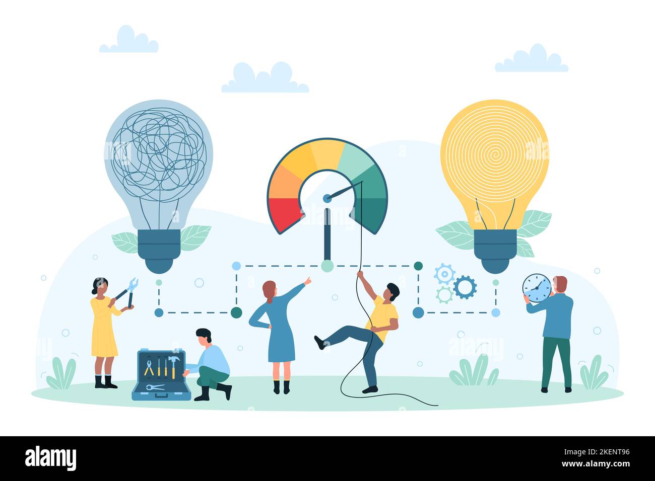 Creative success solution, insight and imagination vector illustration ...