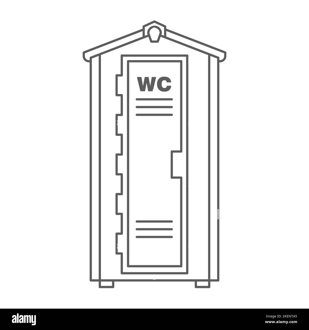 Mobile portable bio toilet outline icon. Front view. Blue plastic ...