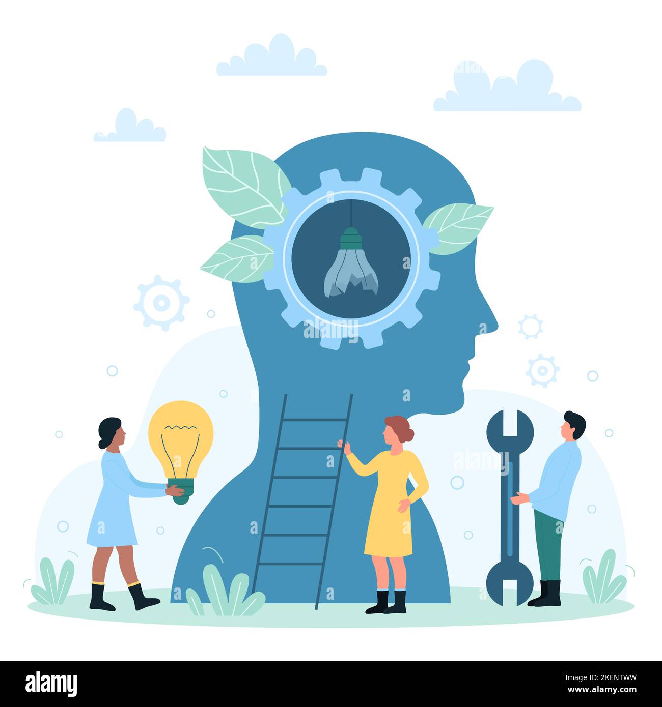 Expertise of creative ideas, brainstorm vector illustration. Cartoon ...