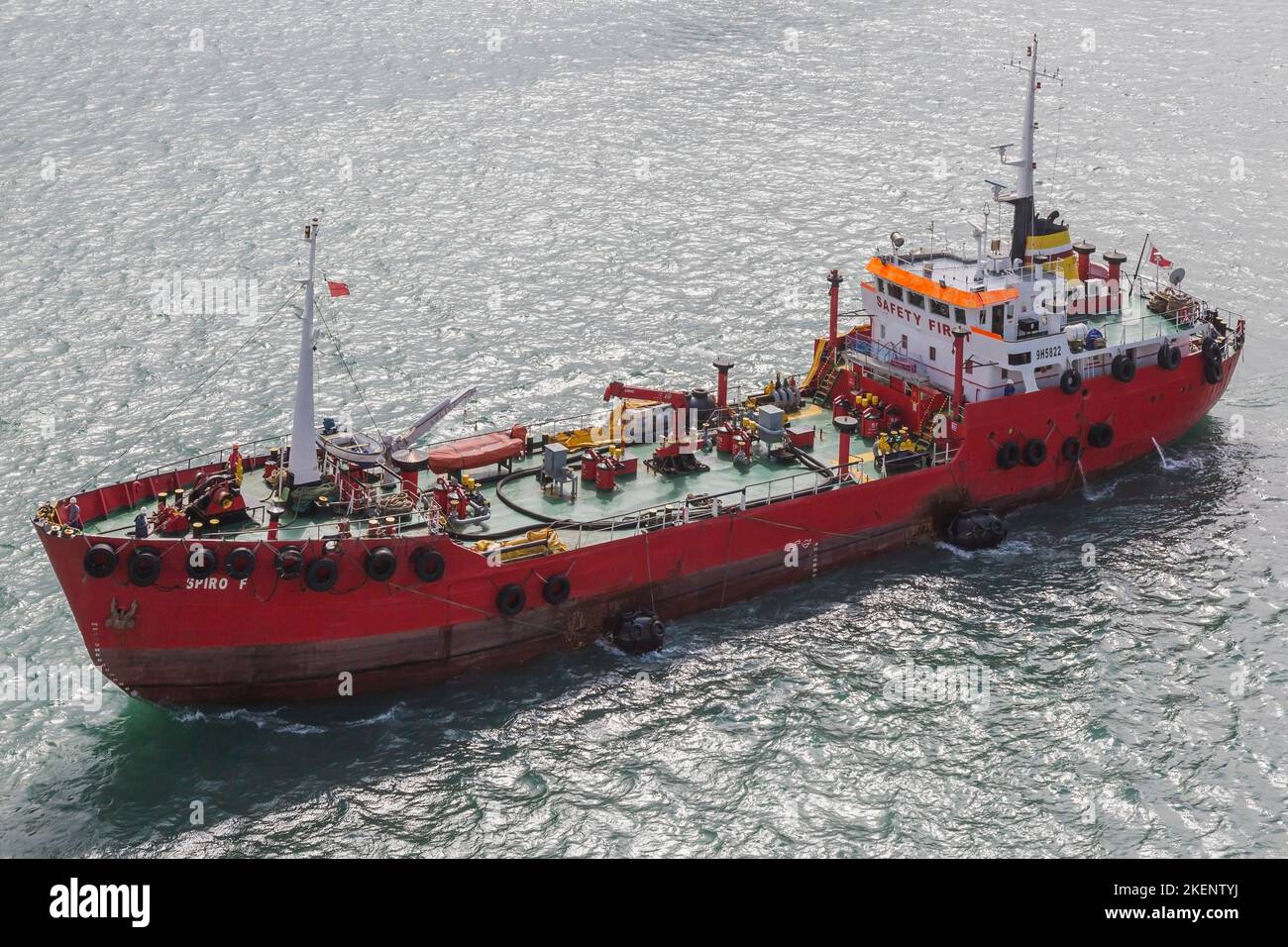 Red Spiro F supply vessel in Grand Harbour, Valletta, Malta Stock Photo ...