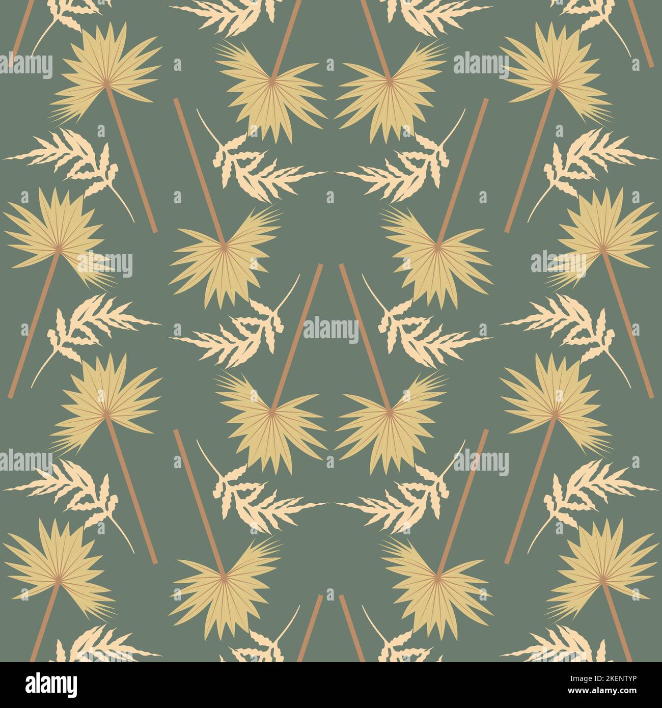 Boho seamless pattern with dry palm leaves Stock Vector Image & Art - Alamy