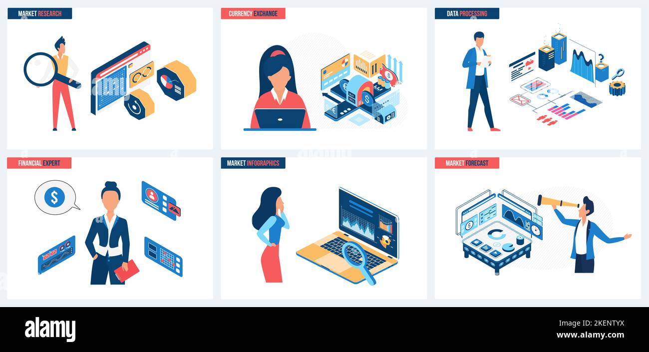 Data processing for market research, currency exchange, trade ...