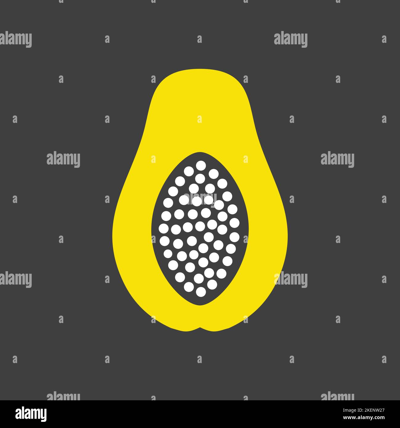 Papaya tropical fruit vector glyph on dark background icon. Graph ...