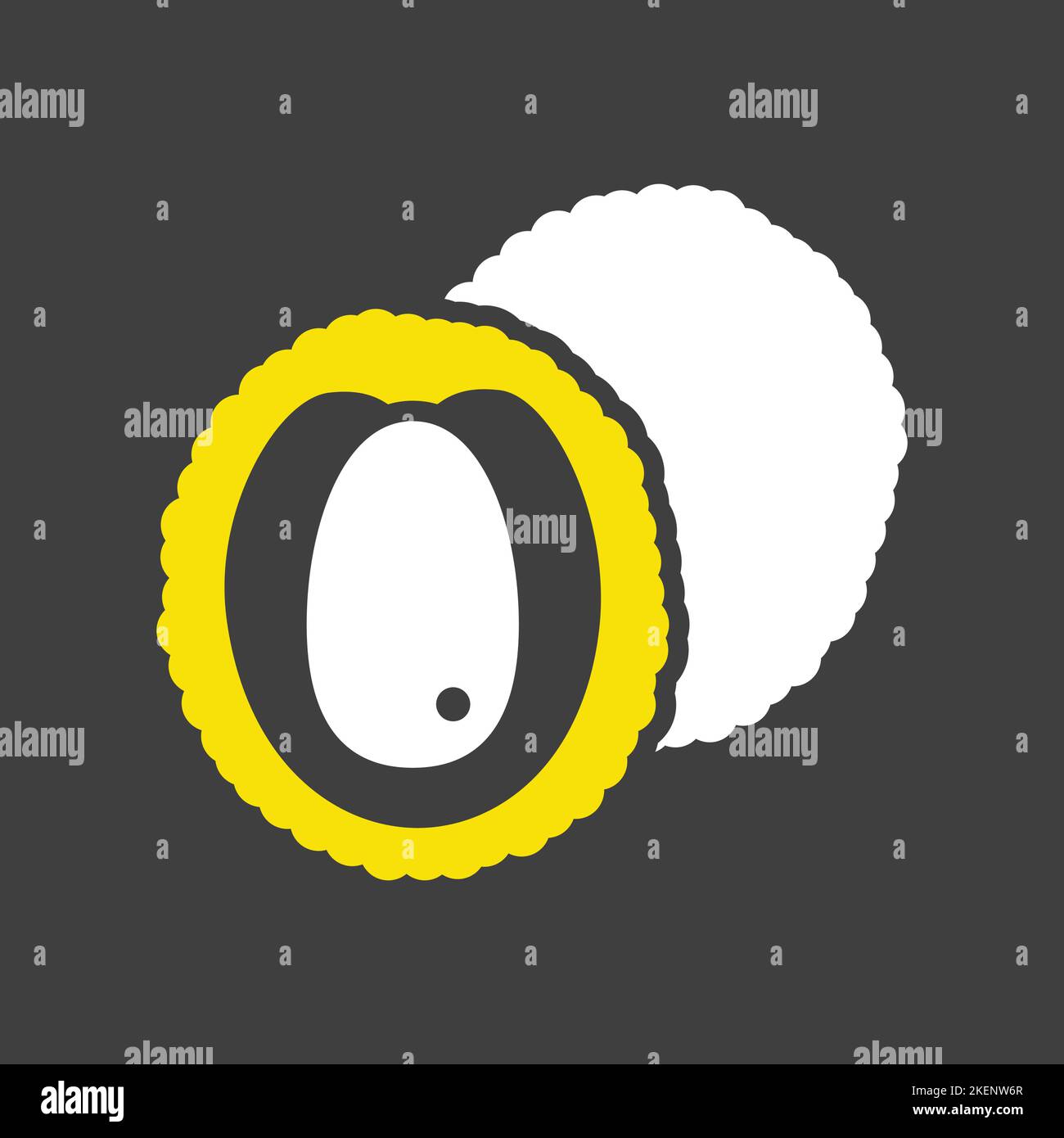 Lychee tropical fruit vector glyph on dark background icon. Graph ...