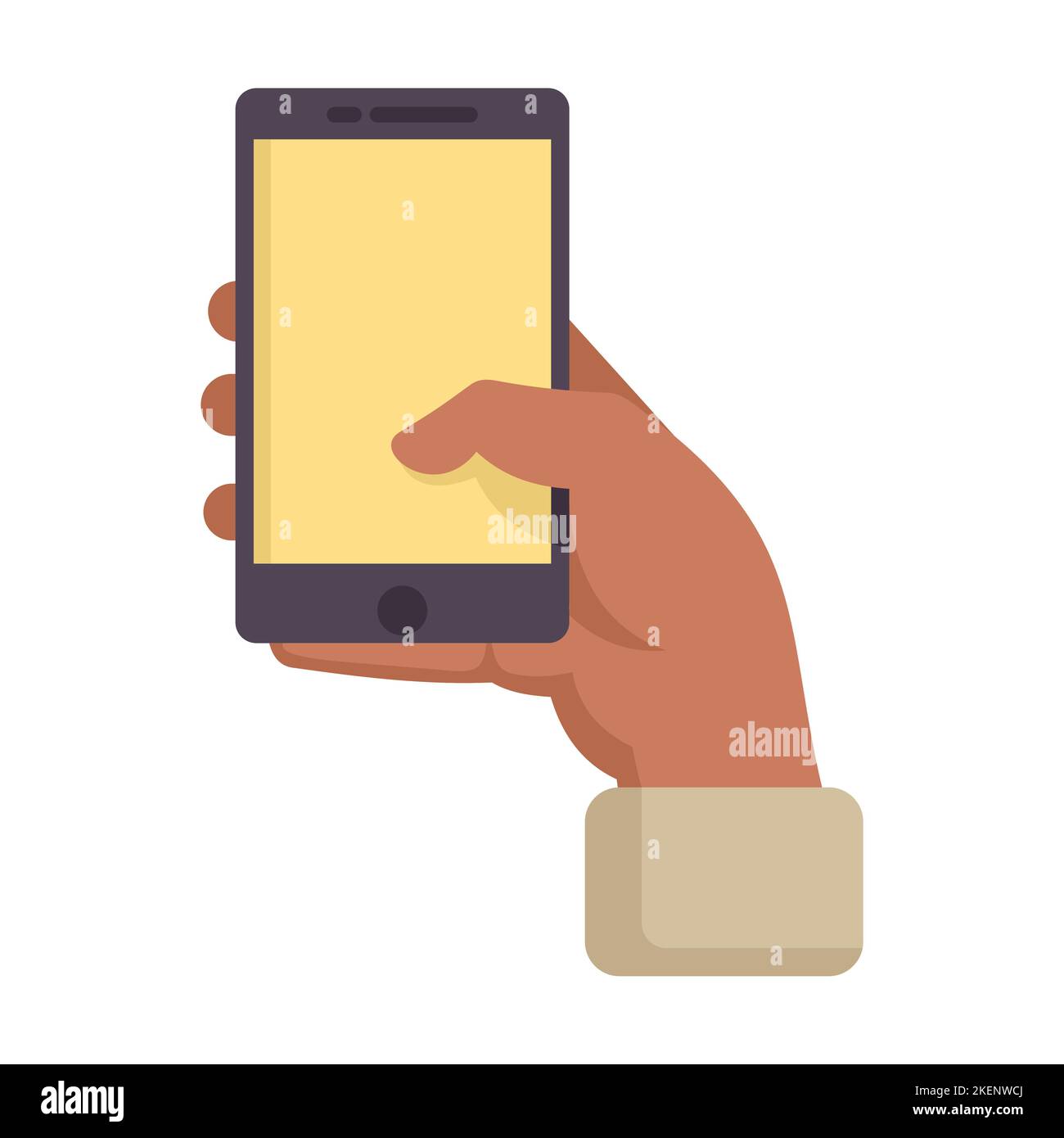Hand holding mobile phone. Vector illustration isolated Stock Vector ...