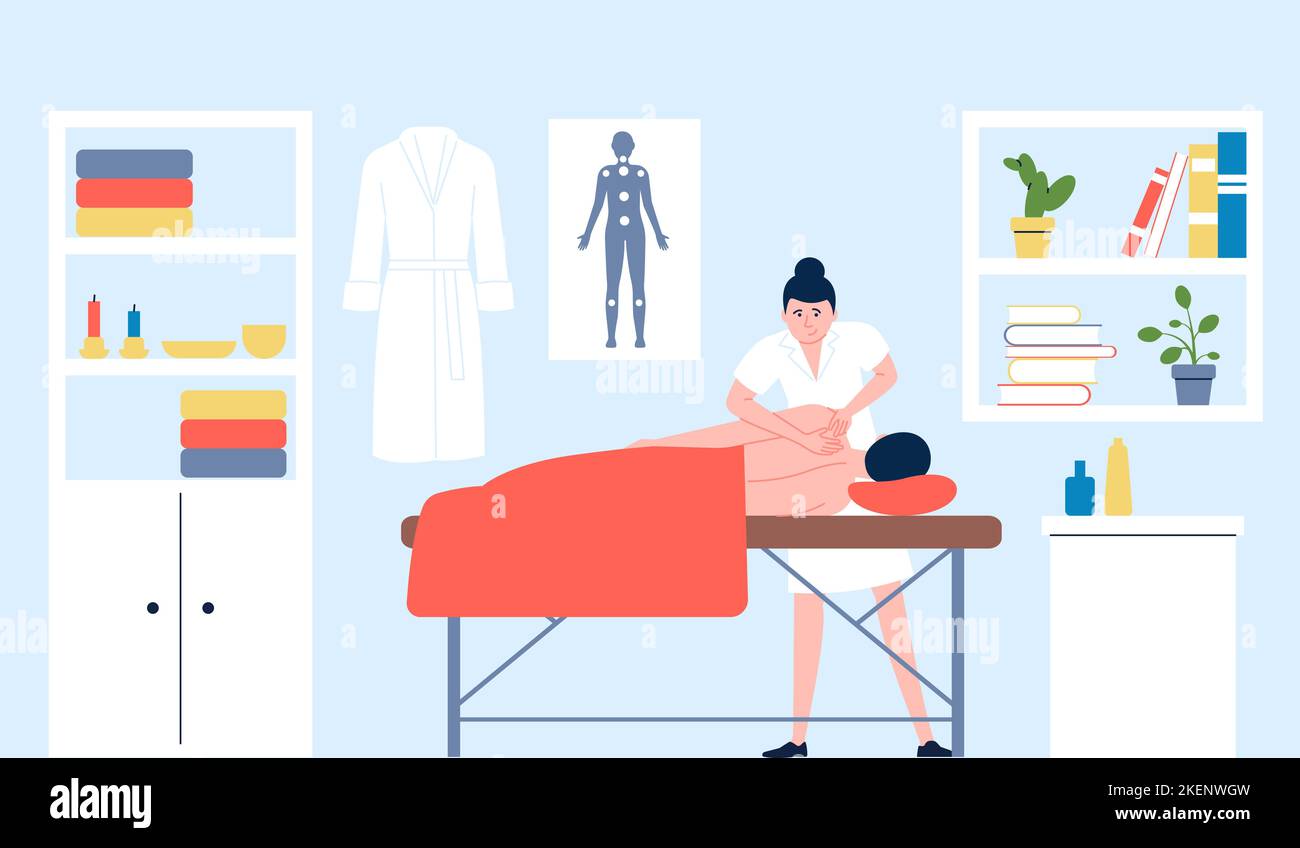 Massage concept. Back treatment and muscles relax. Doctor and patient ...