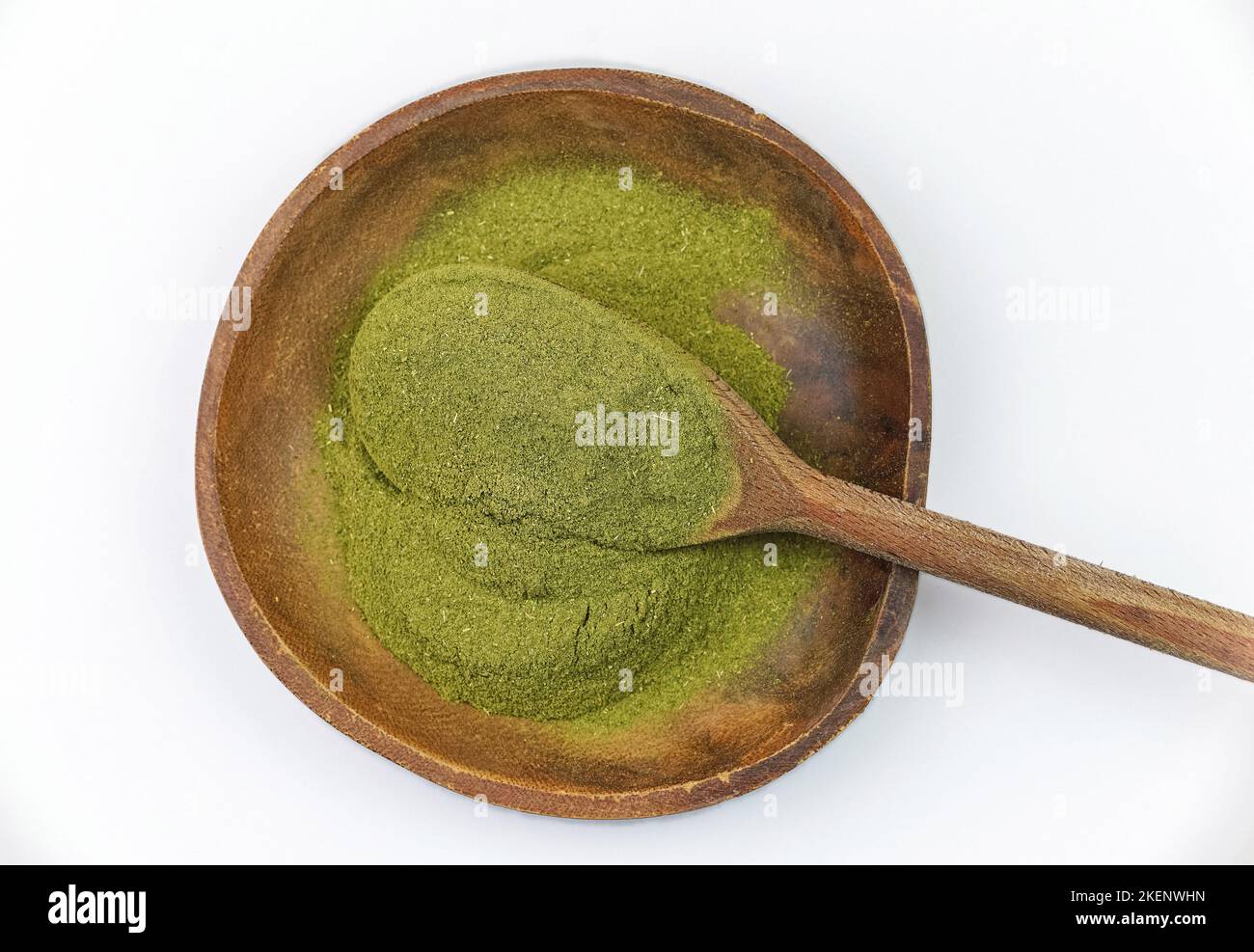 Kratom or Mitragyna speciosa powder isolated on white background top ...