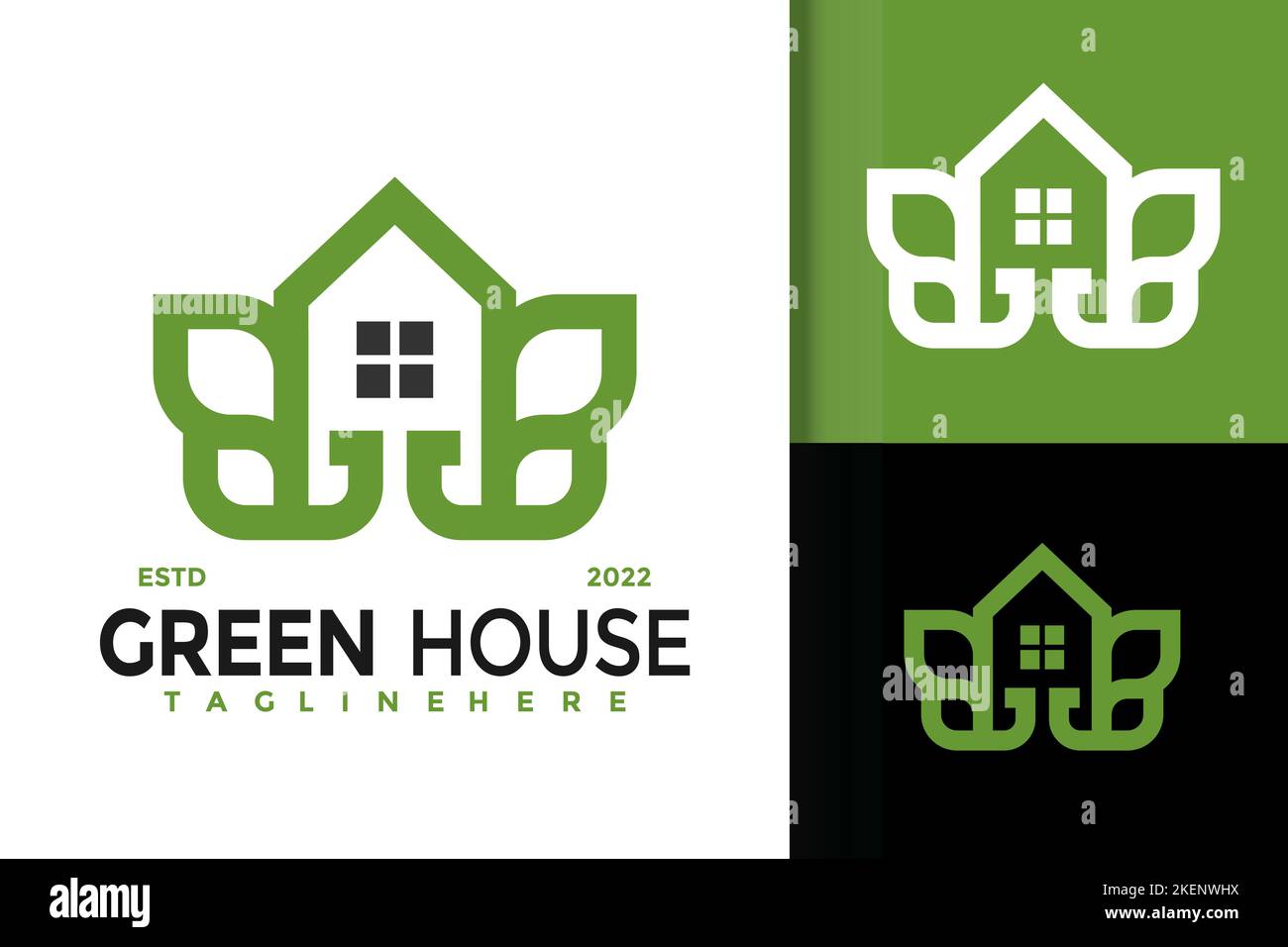 A green house Line Modern Logo Design, brand identity logo with tagline ...