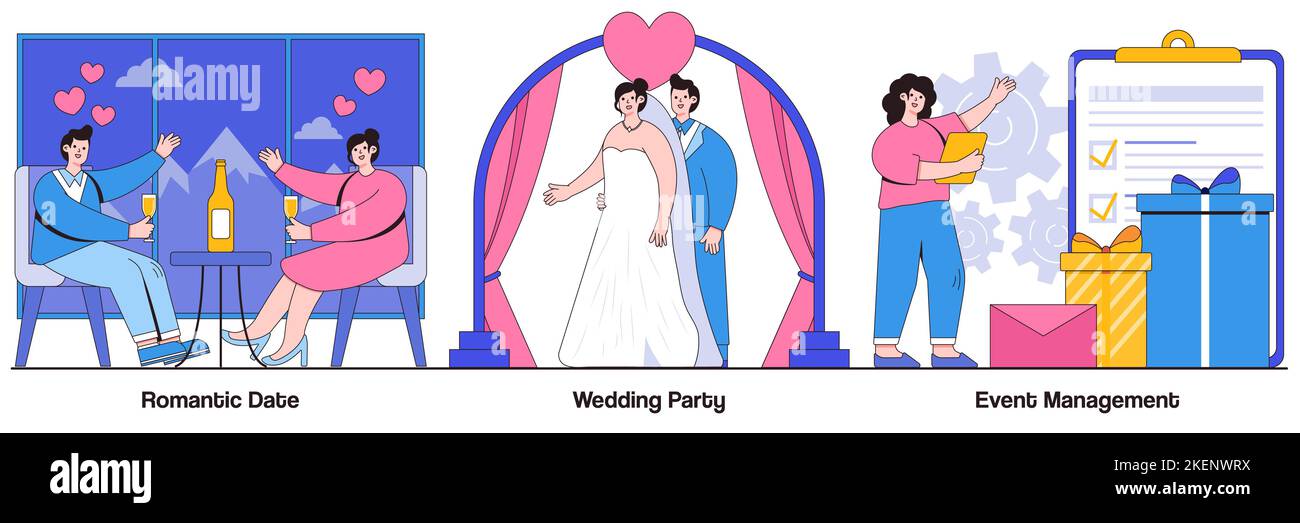Romantic date, wedding party planning, event management concept with ...