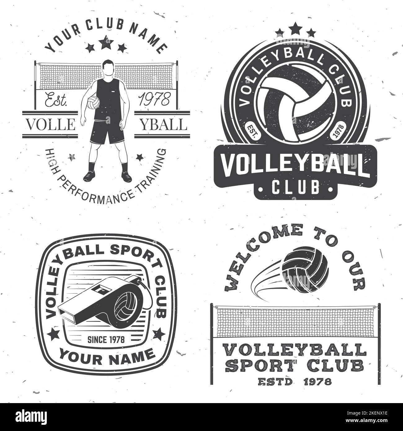 Set of volleyball club badge design. Vector illustration. For college ...