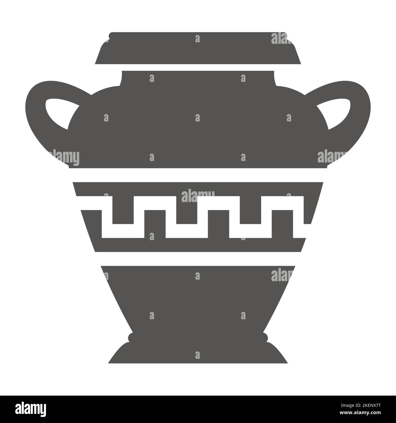 Greek vase silhouette. Ancient amphora and pot with meander pattern ...