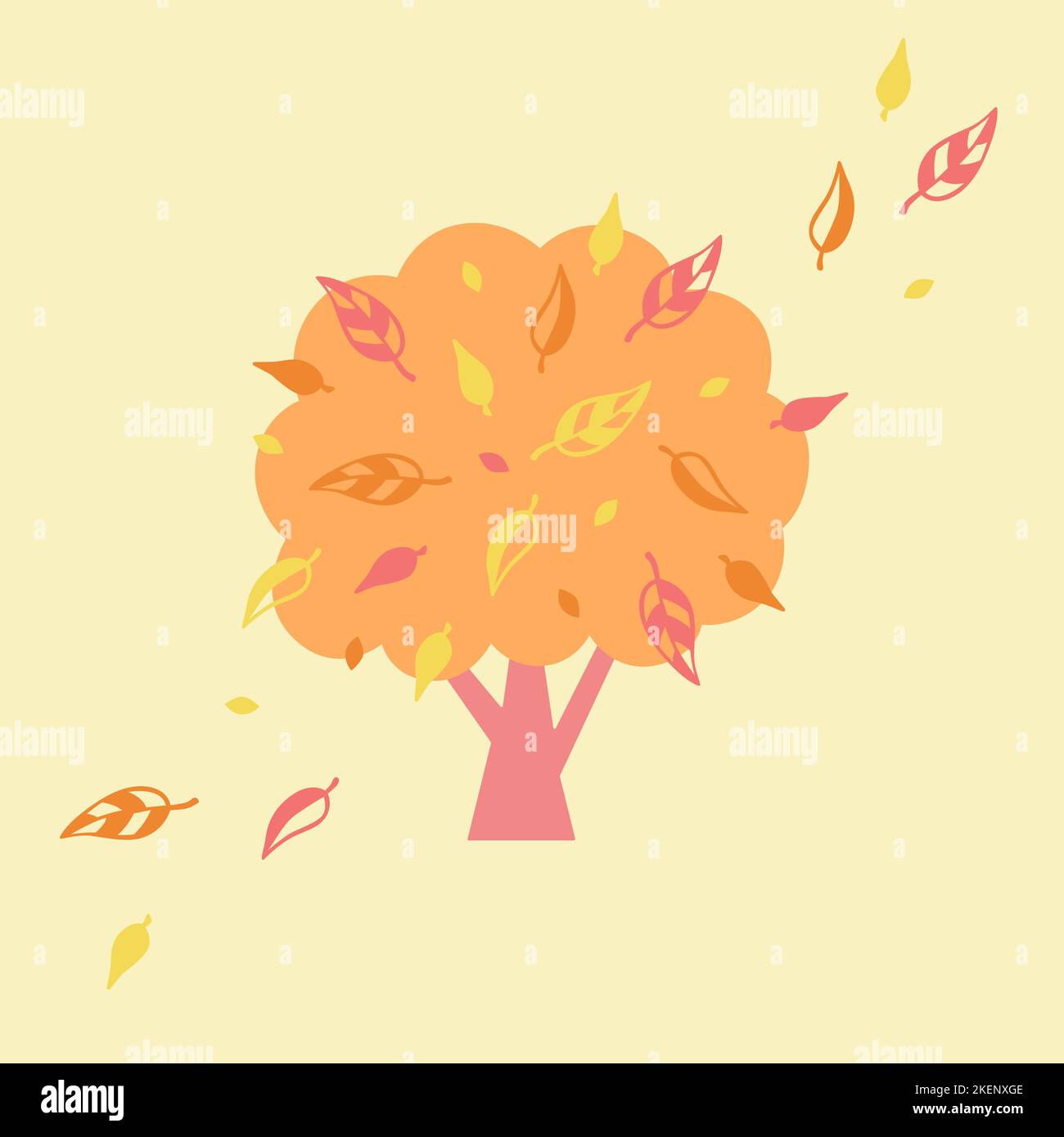 Vector illustration in pastel colors. Autumn tree simple element Stock ...