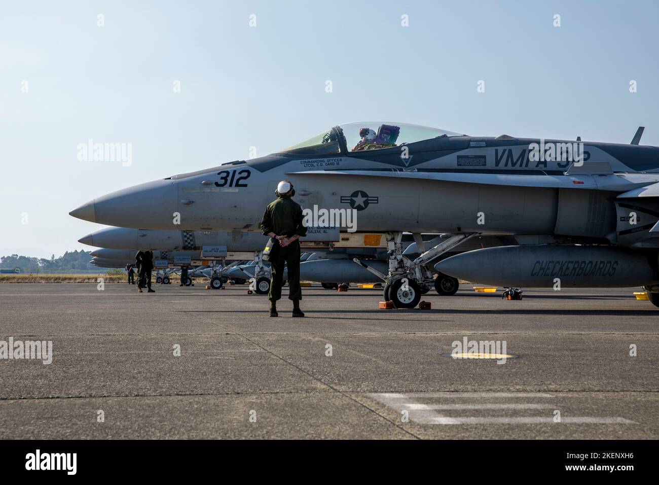 U.S. Marines with Marine Fighter Attack Squadron (VMFA) 312 perform pre ...