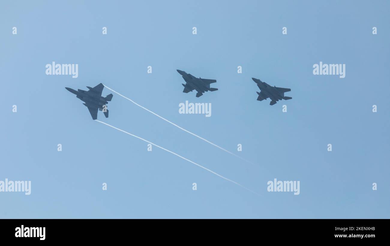 Japan Air Self-Defense Force (JASDF) F-15J Eagle aircraft with the ...