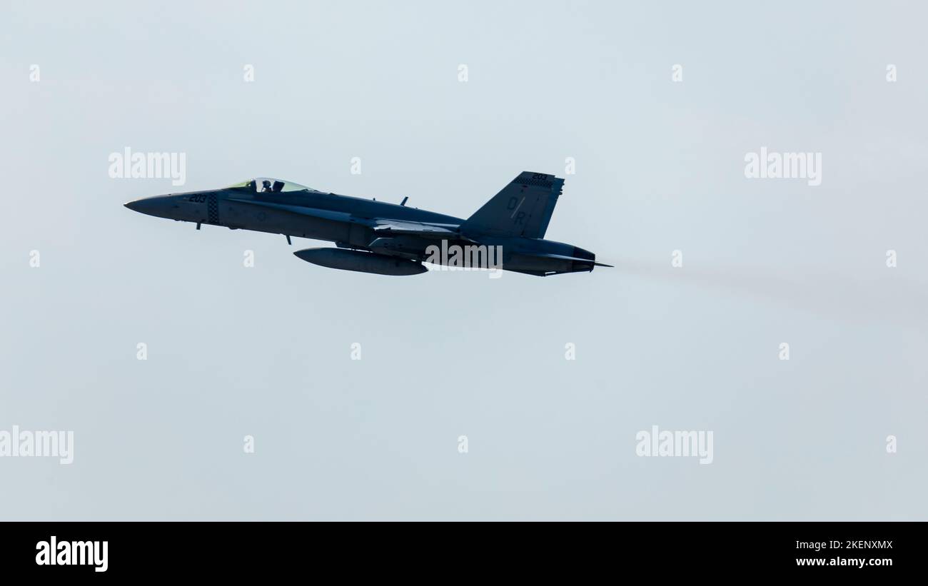 A U.S. Marine Corps F/A-18C Hornet aircraft with Marine Fighter Attack ...