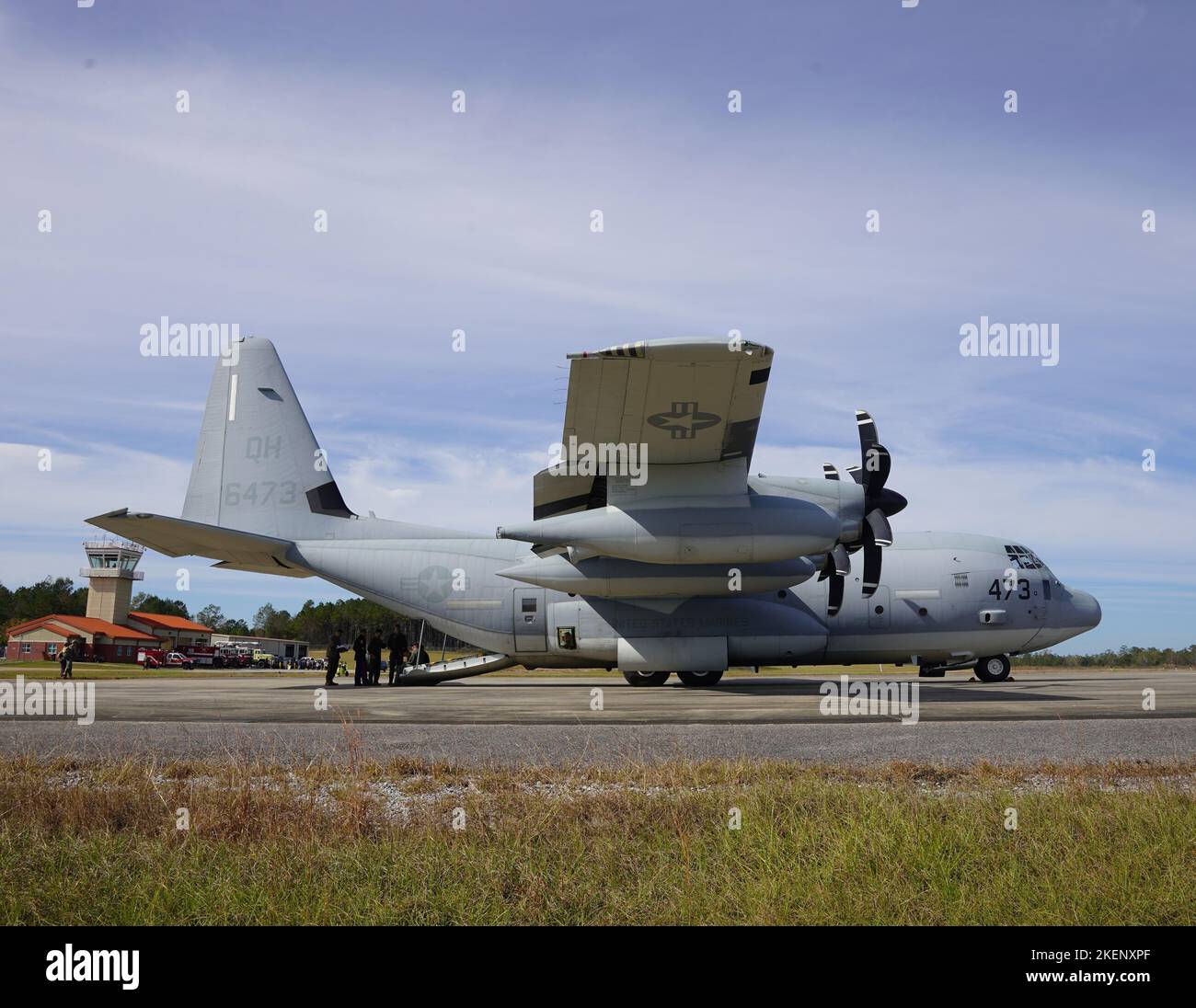 A C-130 transport aircraft with VMGR-234, Marine Aircraft Group 41, 4th ...