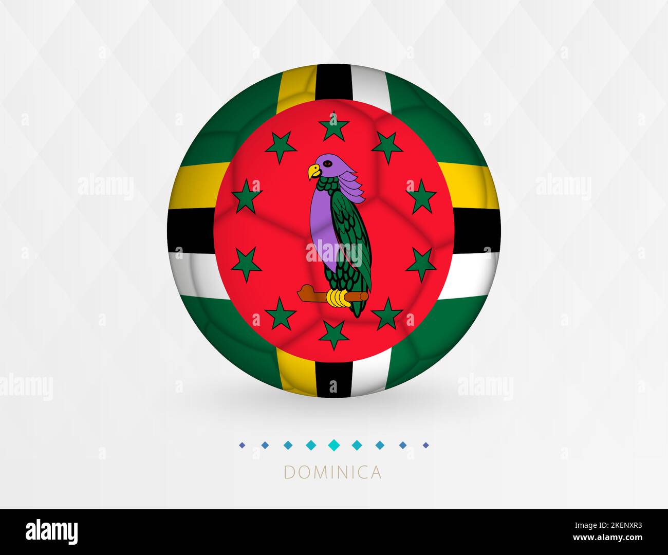 Football ball with Dominica flag pattern, soccer ball with flag of ...
