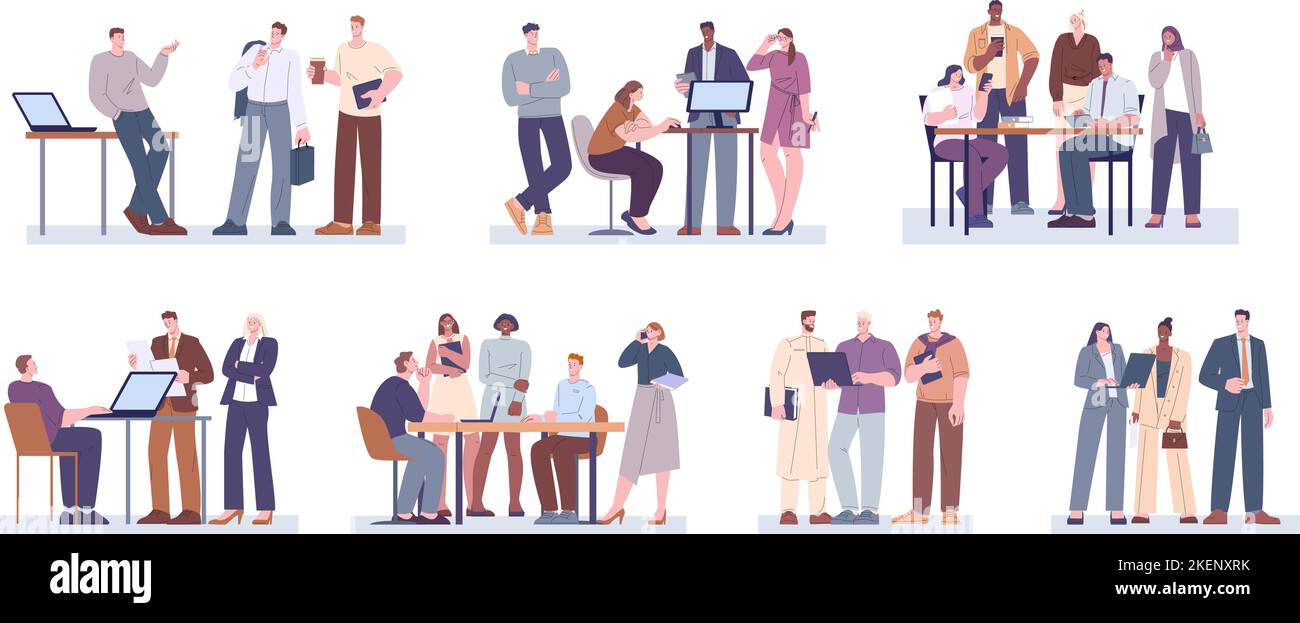 Working people discussing office and business meeting. Workspace and ...