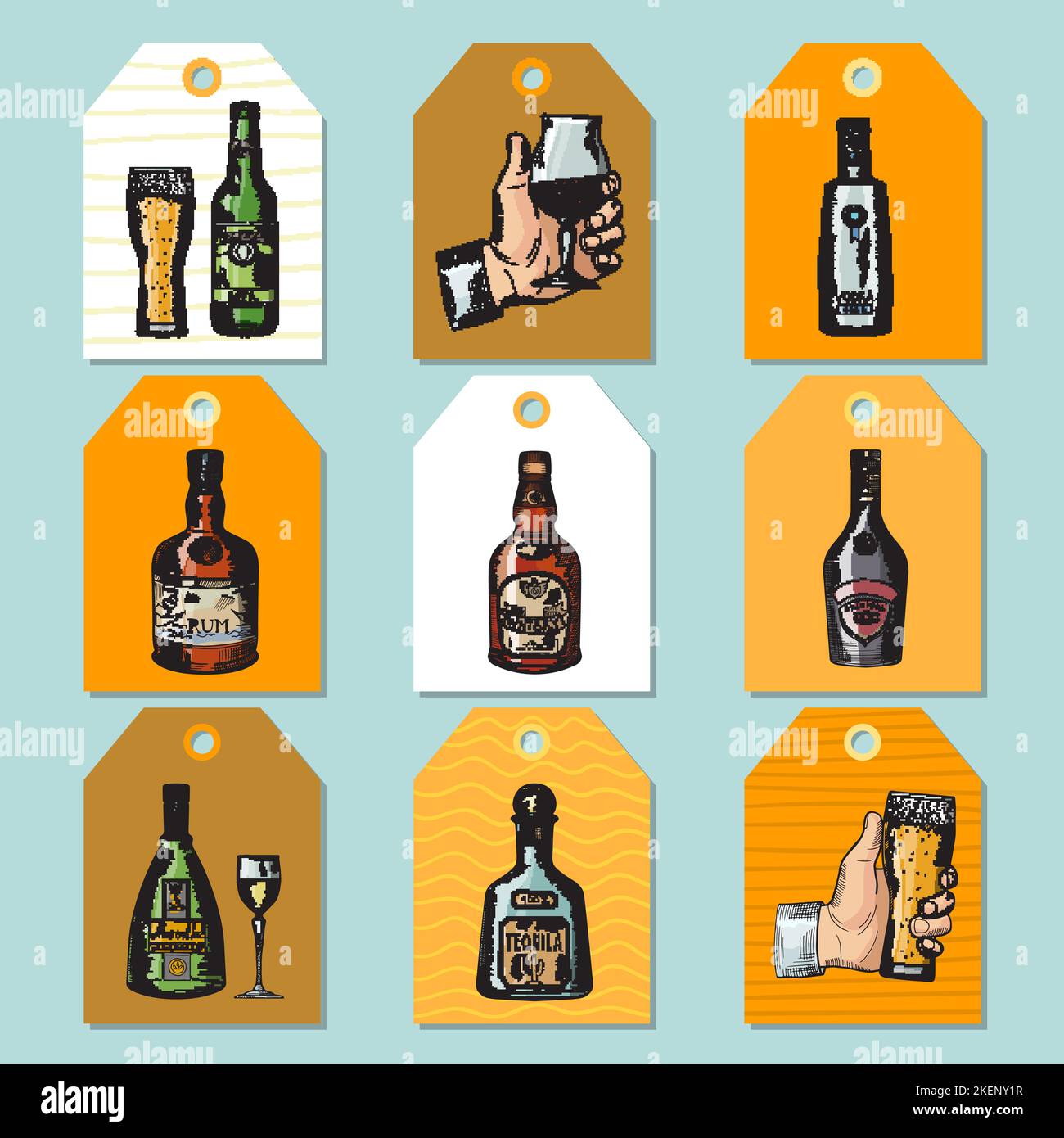 Alcoholic drinks cards. template badges for restaurant menu with ...