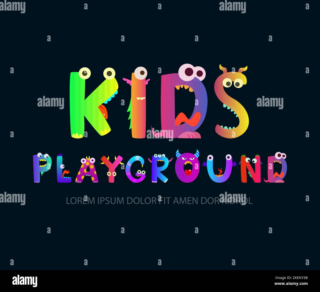 Kids playground. funny lettering title for kids attraction places ...