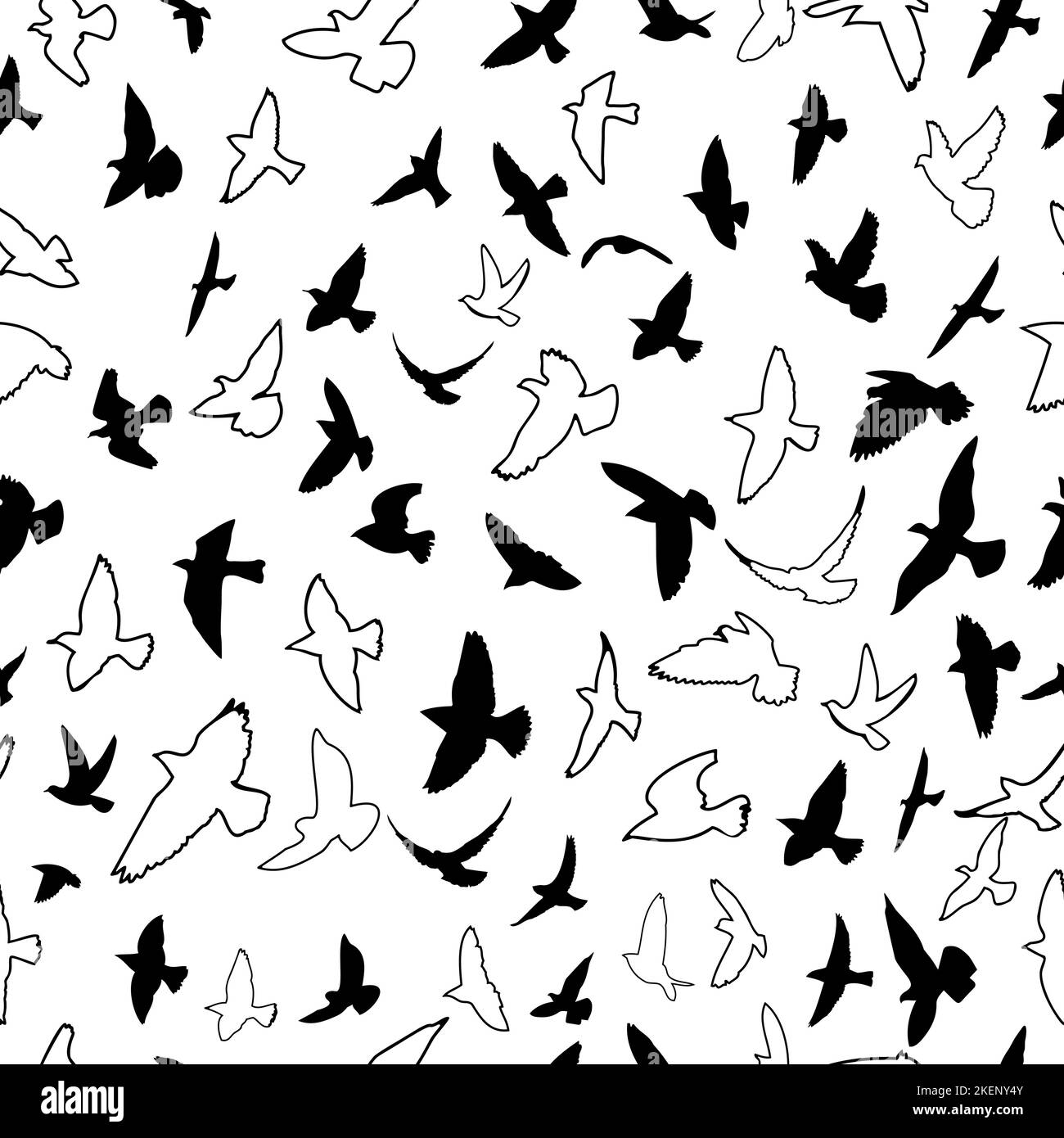Seamless pattern flying birds. Lots of doves. Vector illustration Stock ...