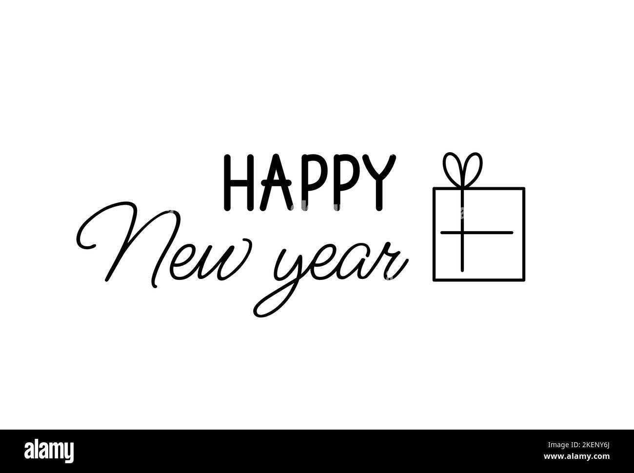 2023 new year lettering poster. The inscription with a gift. Black ...