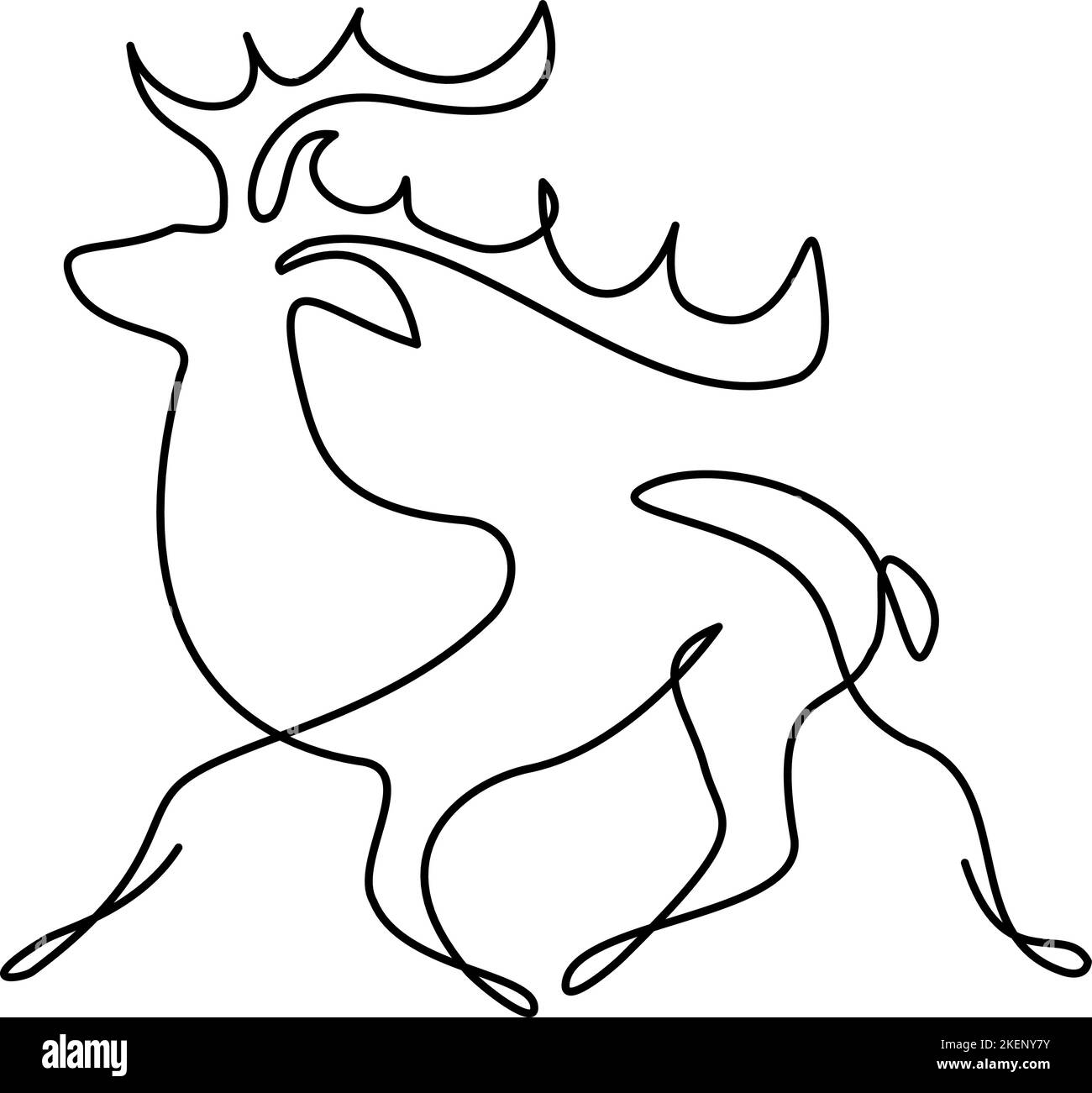 Christmas deer silhouette logo Continuous one line Stock Vector Image ...