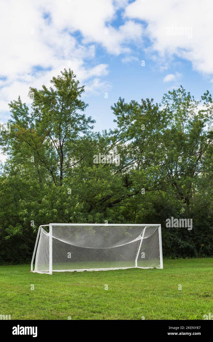 Wide open goal on amateur soccer field Stock Photo - Alamy