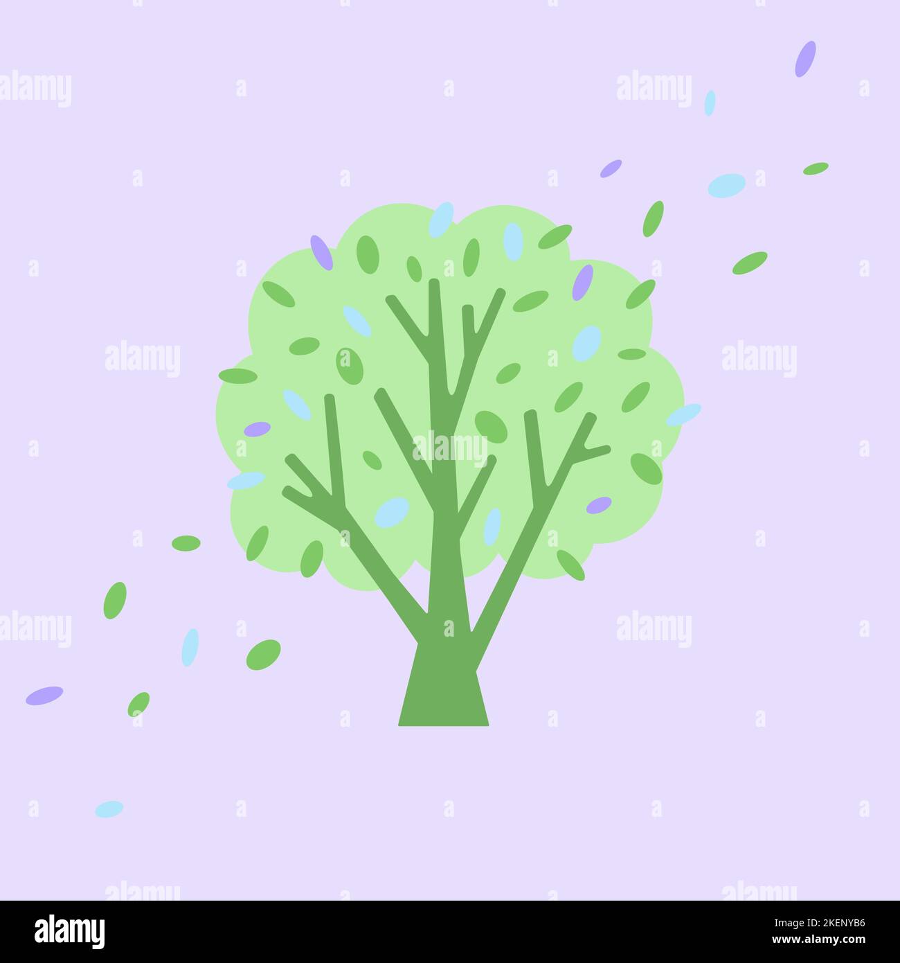 Vector illustration in pastel colors. Spring tree simple element or ...