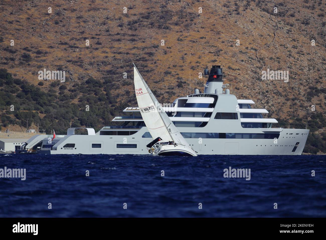 Bodrum, Turkey, 05 November 2022: The giant superyacht Solaris, owned ...