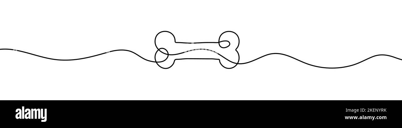 Continuous line drawing of human bone. Line art of dog bone. One line ...