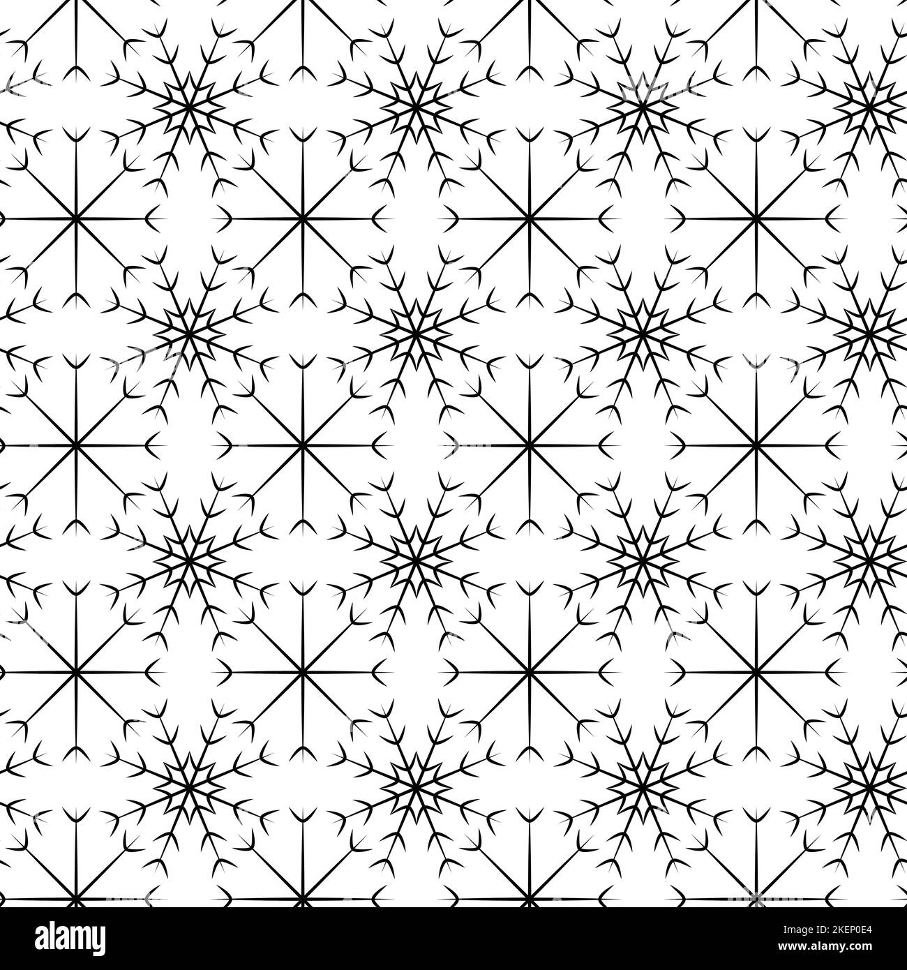 Endless pattern of Outline drawing abstract snowflakes. Background ...