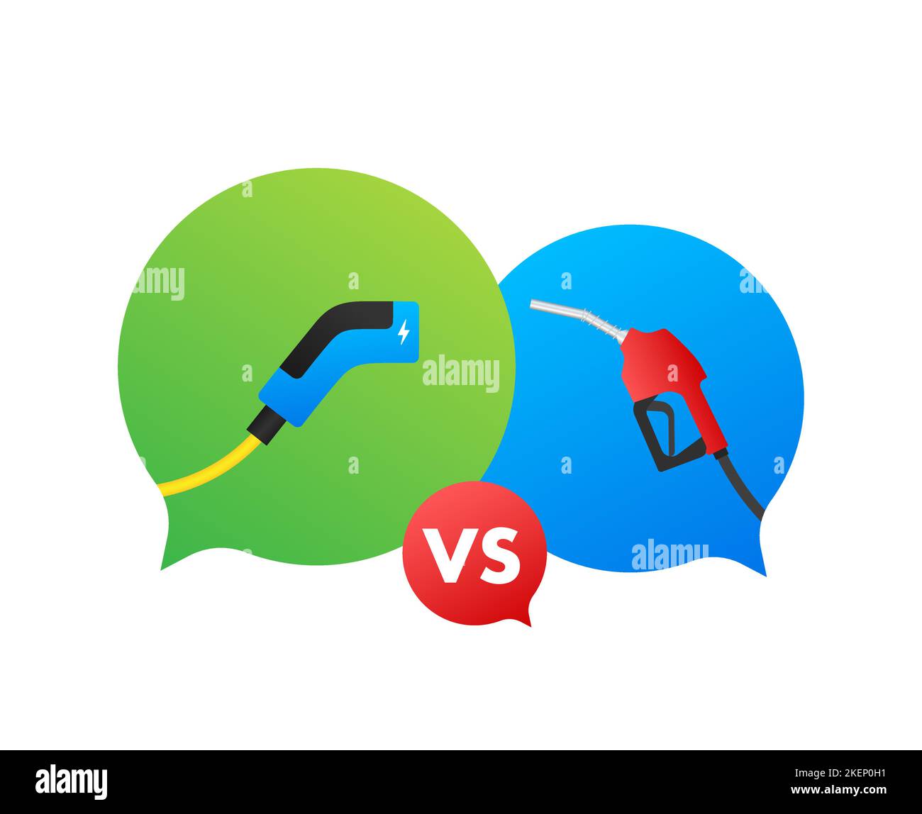 Electric car and fuel fight. Gas fuel vs ev plug charg. Vector stock ...