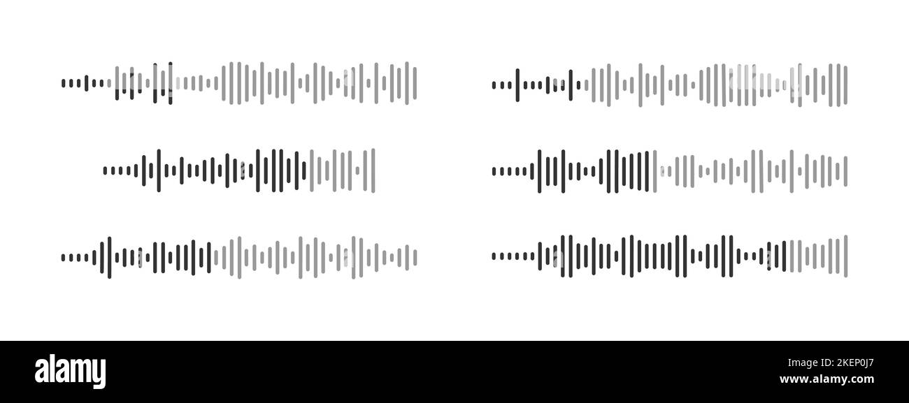 Set of sound wave icons. Audio file, voice chat, speech or song record ...