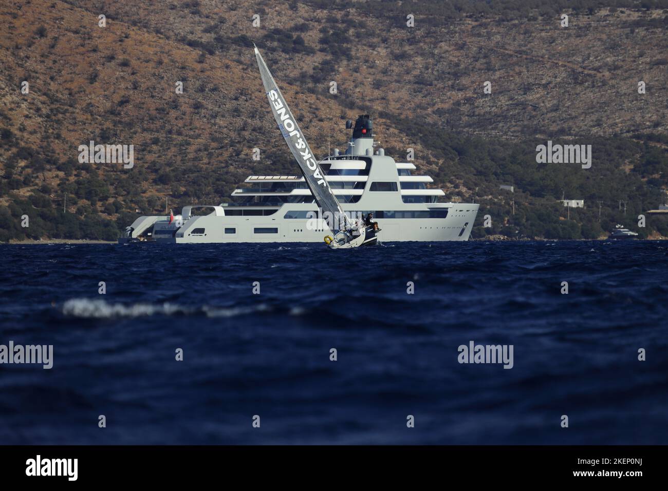 Bodrum, Turkey, 05 November 2022: The giant superyacht Solaris, owned ...