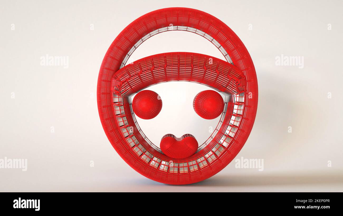 3D Illustration of a smiley in red color. Graphic Artists, Graphic ...