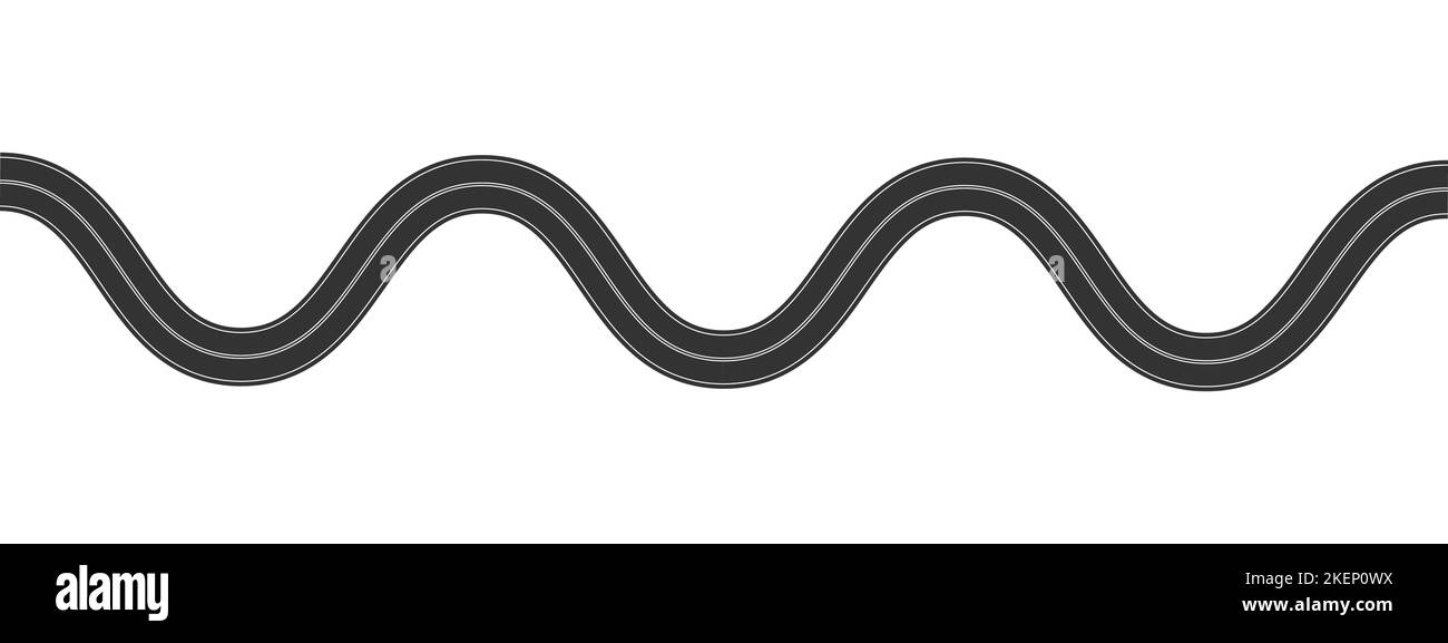 Waving asphalt road with marking. Aerial view. Seamless highway curve ...