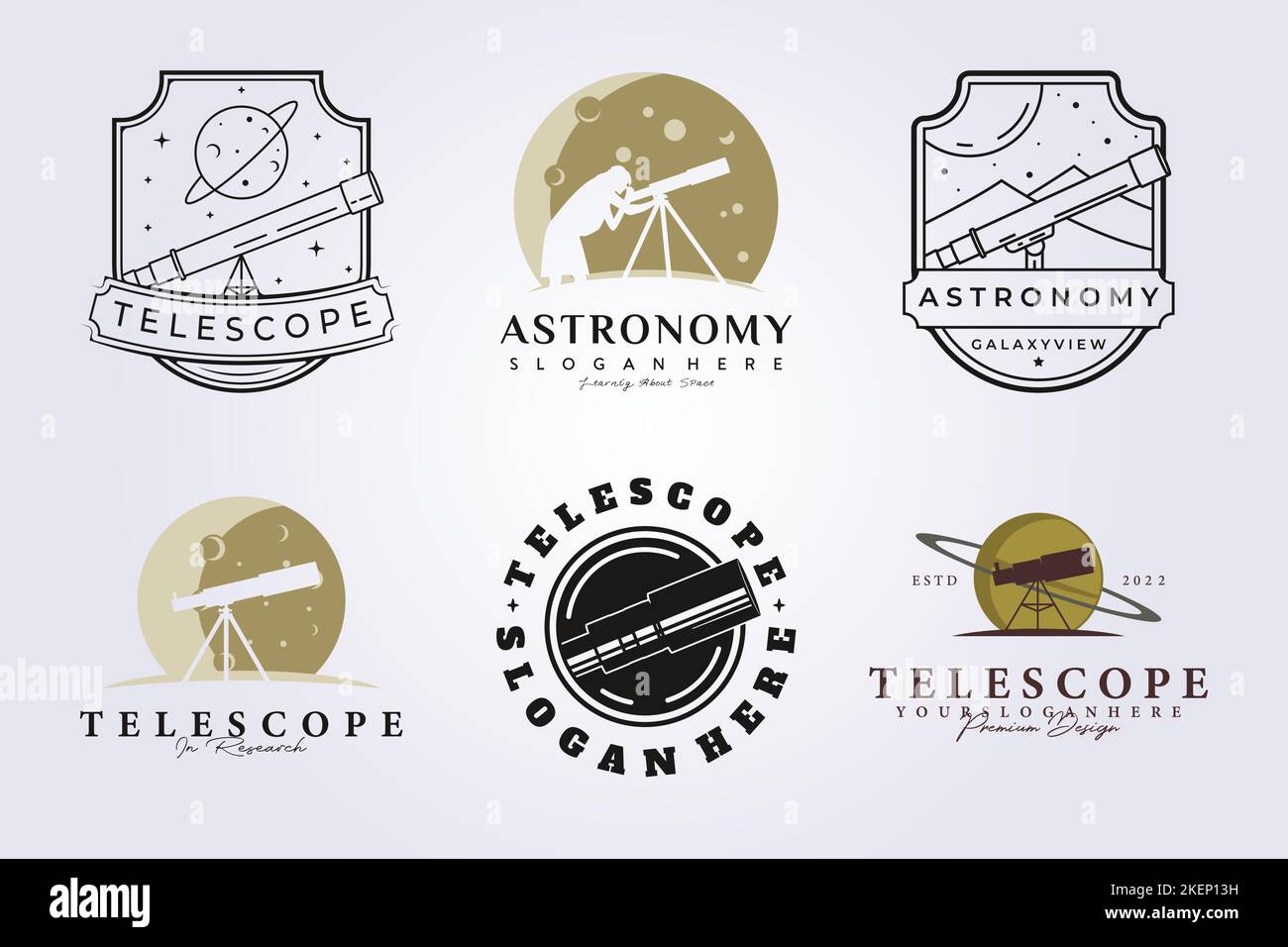 A vector illustration of a set of astronomy logos Stock Vector Image ...