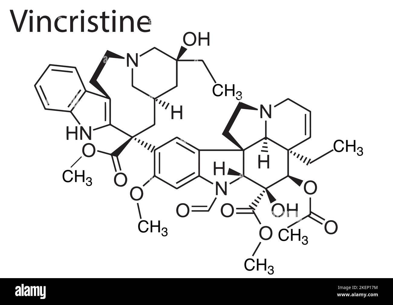 The skeletal formula of Vincristine on white background Stock Vector ...