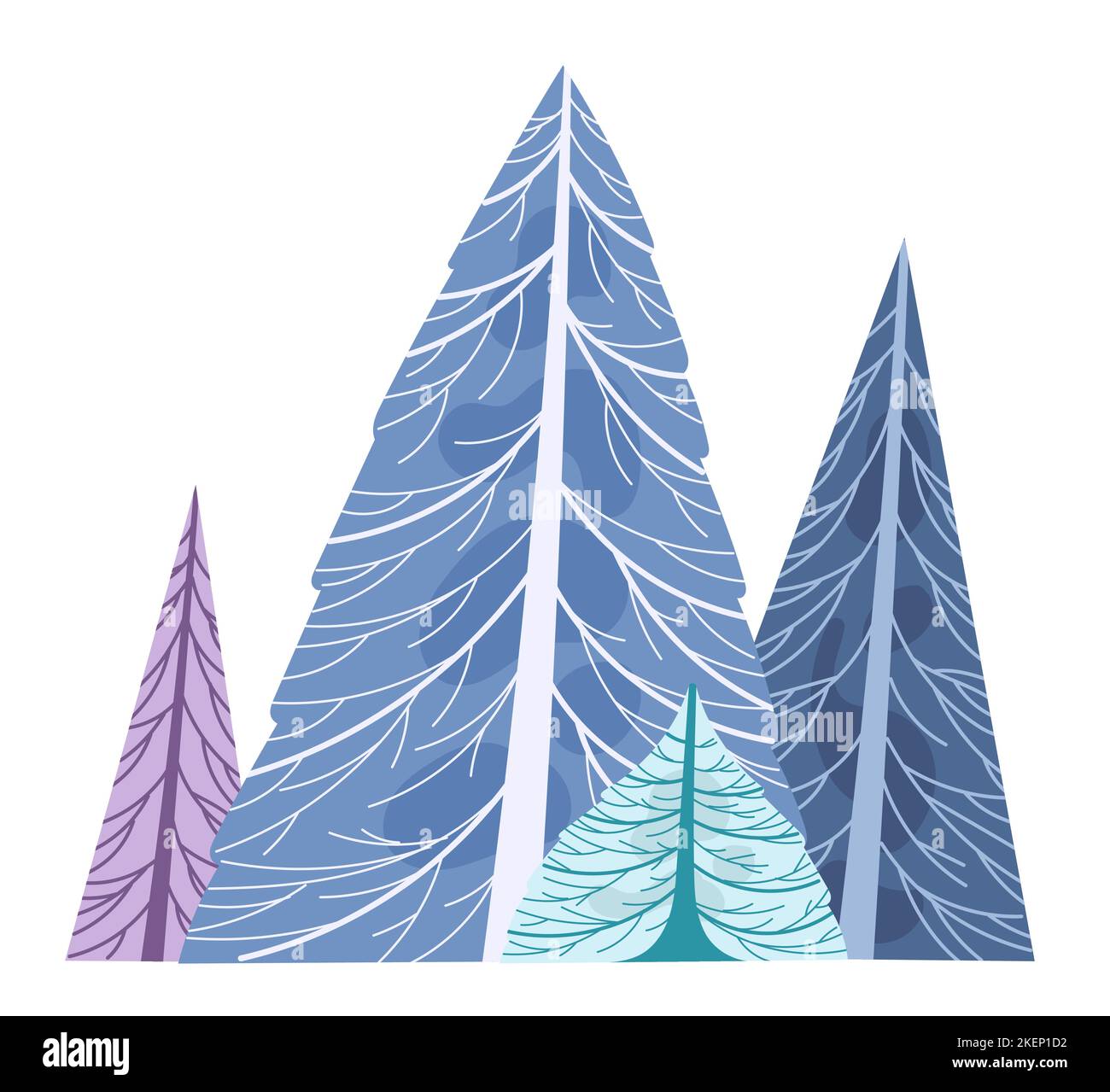 Forest conifer trees covered Cut Out Stock Images & Pictures - Alamy