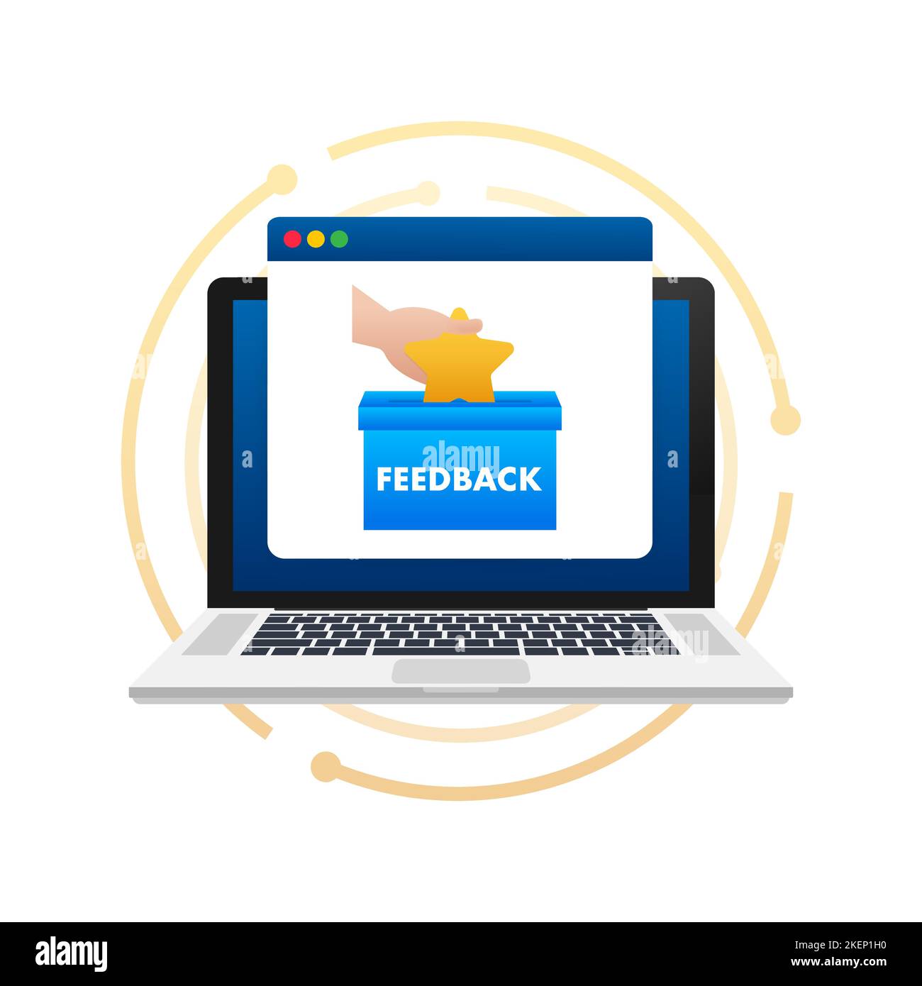 We want your feedback. Hand putting star in the feedback box Stock ...